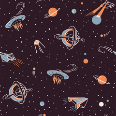Sewing fabric with Space vector seamless pattern. Space fabric design ...