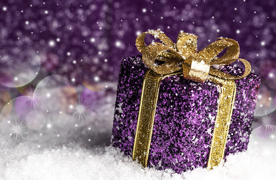 Purple And Gold Christmas Background