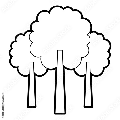 "three tree foliage forest park natural vector illustration outline ...