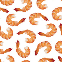 Sewing fabric with Realistic Detailed Shrimp Seamless Pattern ...