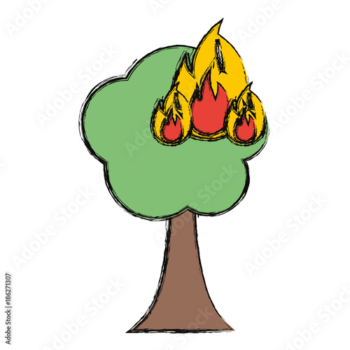Comic Cartoon Tree On Fire Stock Illustration Image Of