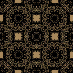 Sewing fabric with Abstract seamless pattern on black background. Hand ...