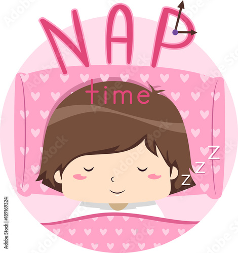"Kid Girl Nap Time Illustration" Stock image and royalty-free vector ...