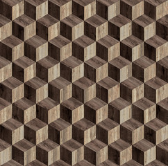 Sewing fabric with Parquet 3d cube seamless texture - CottonBee
