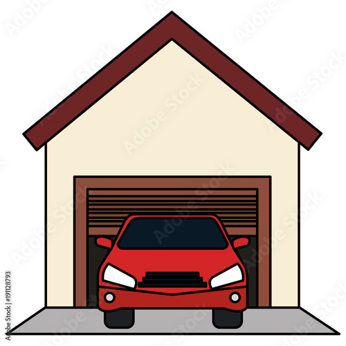 "garage building with car vector illustration design" Imágenes de ...