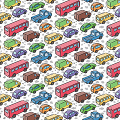 Sewing fabric with repetitive pattern with transport cars - CottonBee