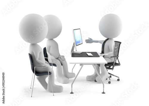 "Kundenberatung mit Kundenberater und 2 Kunden" Stockfotos und ...