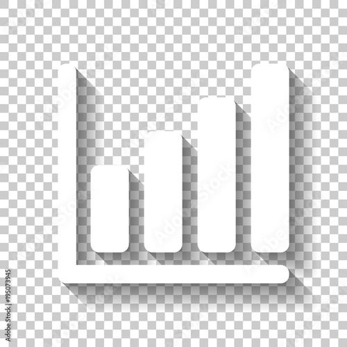 "Growing graph line icon. White icon with shadow on transparent ...