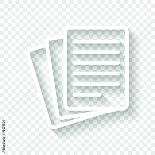 "Stack Of Paper icon. White icon with shadow on transparent background ...