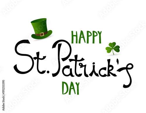 Happy St Patricks Day Hand Lettering Handwritten Text Vector