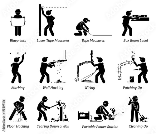 "Construction, Renovation, and House Improvement Icons. Pictogram ...