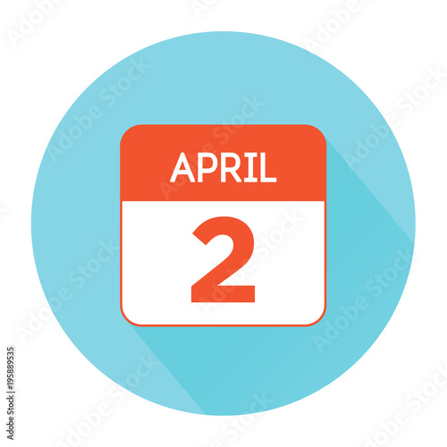 "april 2 calendar icon flat vector, celebration, birthday, wedding date ...