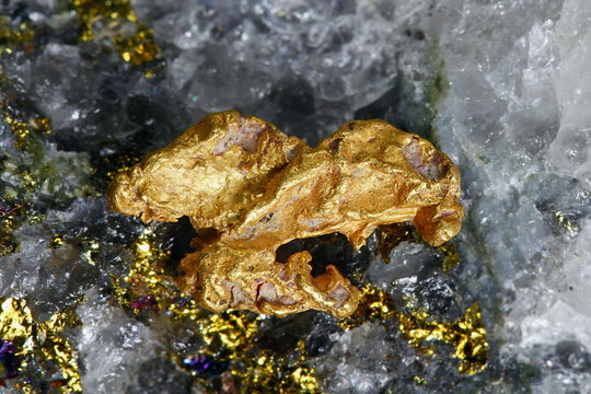 Raw Gold In Rocks