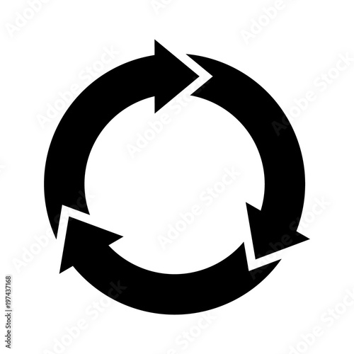 "Three circle arrows in a round rotating circular motion flat vector ...