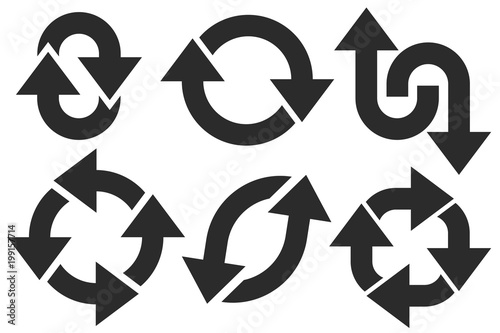 "Black bold arrow signs. Circle motions combinations" Stock image and ...