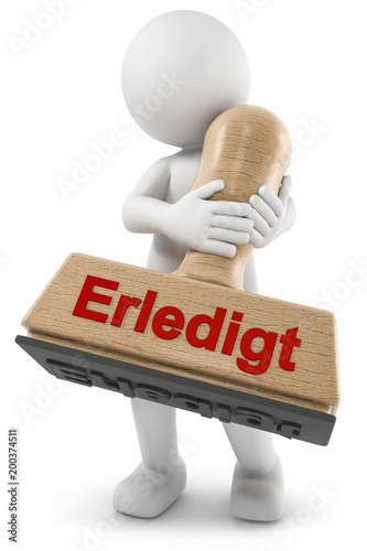 "3d Männchen mit Stempel - Erledigt" Stockfotos und lizenzfreie Bilder ...
