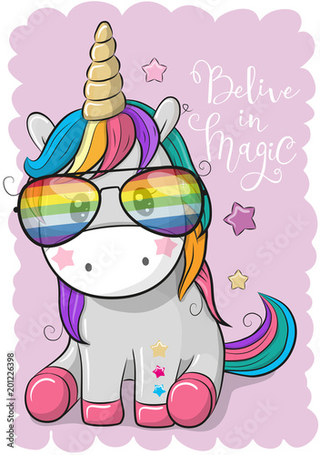 "Cute unicorn with sun glasses" Stockfotos und lizenzfreie Vektoren auf ...