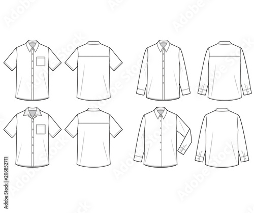 Button Up Shirt Flat Technical Coloring Pages