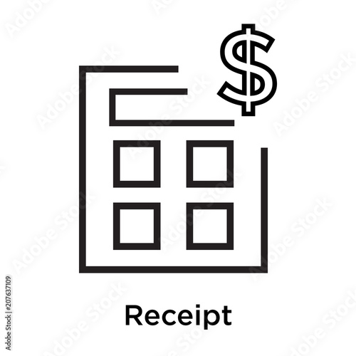 "Receipt icon vector sign and symbol isolated on white background ...