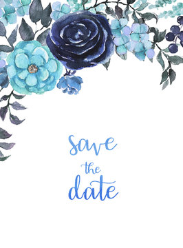 Blue Rose Corner Border