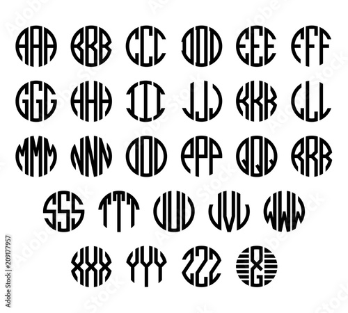 "Set of letters to create circle monogram. Monogram alphabet. Vector ...