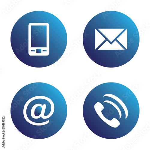 "Vector icon set: blue spherical communication icons - mobile phone ...