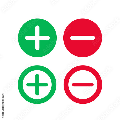 "Plus and minus vector icon, positive and negative symbol. Simple, flat ...