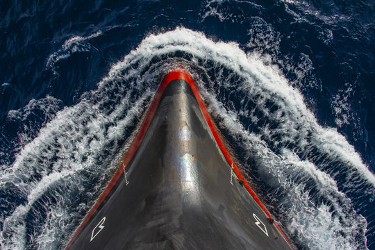 Front Of Boat On Ocean Waves