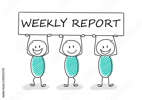 "Funny business illustration - cartoon stickman holding a banner with ...