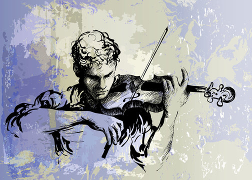 Man Playing Violin Drawing