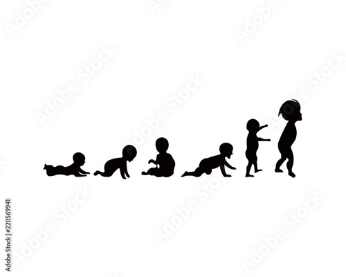 "baby development icon, child growth stages. toddler milestones of ...