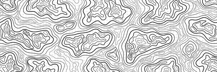 Sewing fabric with Contour Topographic Map with Wavy Lines. Panoramic ...