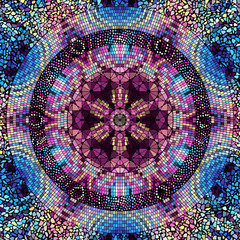 Sewing fabric with Seamless background pattern. Round mosaic art ...