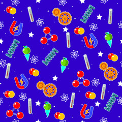 Sewing fabric with Seamless pattern on the physics school theme. All ...