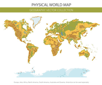 Physical World Map With Rivers