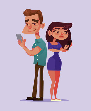 Two People Connect Cartoon Images – Browse 817 Stock Photos, Vectors ...