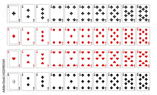 "Playing cards deck set of aces and all number cards from 2 to 10 from ...