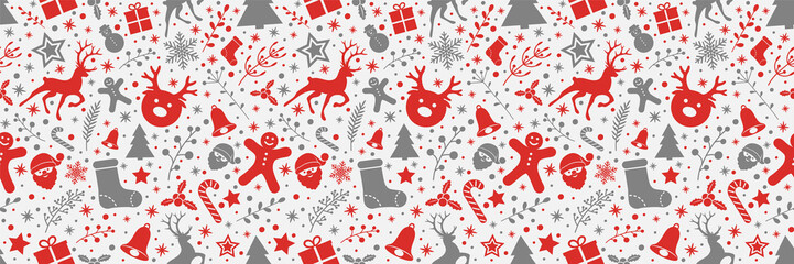Sewing fabric with Christmas background with ornaments and seamless ...