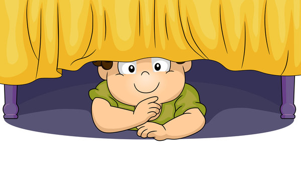 Children Hiding Cartoon