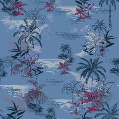 Sewing fabric with Vector of hawaiian tropical print Island seamless ...