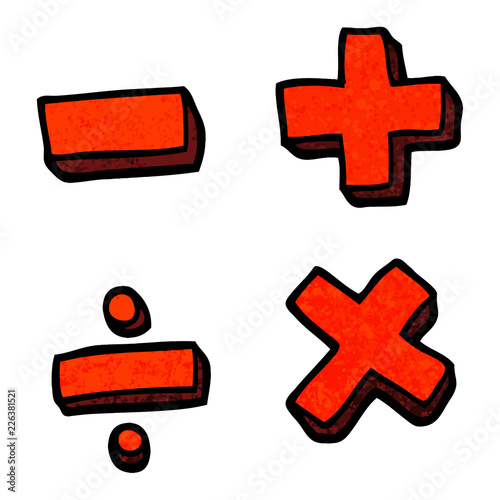 Cute Cartoon Of A Math Symbols Stock Vector Illustration
