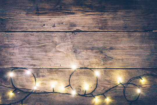 Rustic Christmas Lights Background