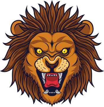 Mean Cartoon Lion Face