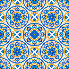 Sewing fabric with Moroccan ceramic tile seamless pattern. - CottonBee