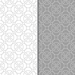 Sewing fabric with Gray and white geometric prints. Set of seamless ...
