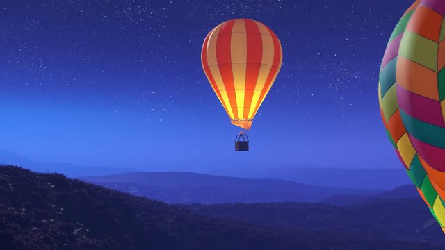 Hot Air Balloon At Night