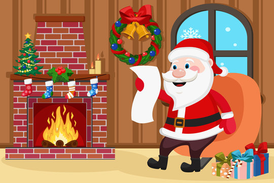 Santa Fireplace Clipart