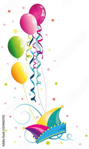 "Karneval Narrenkappe Luftschlangen Luftballons Konfetti Fasching ...