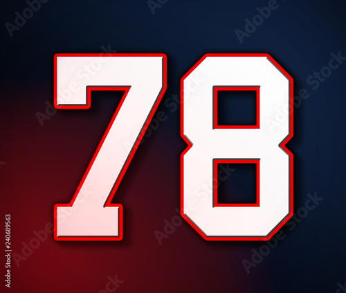"American Football Classic Vintage Sport Jersey Number 78 in white, red ...