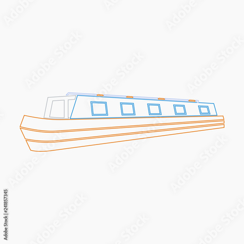 "Editable Narrow Boat Vector Illustration in Outline Style" Stock image ...